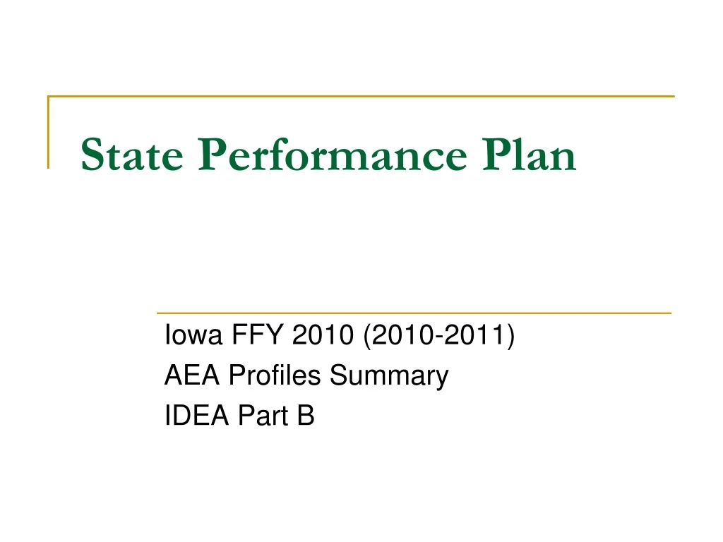 PPT - State Performance Plan PowerPoint Presentation, free download ...