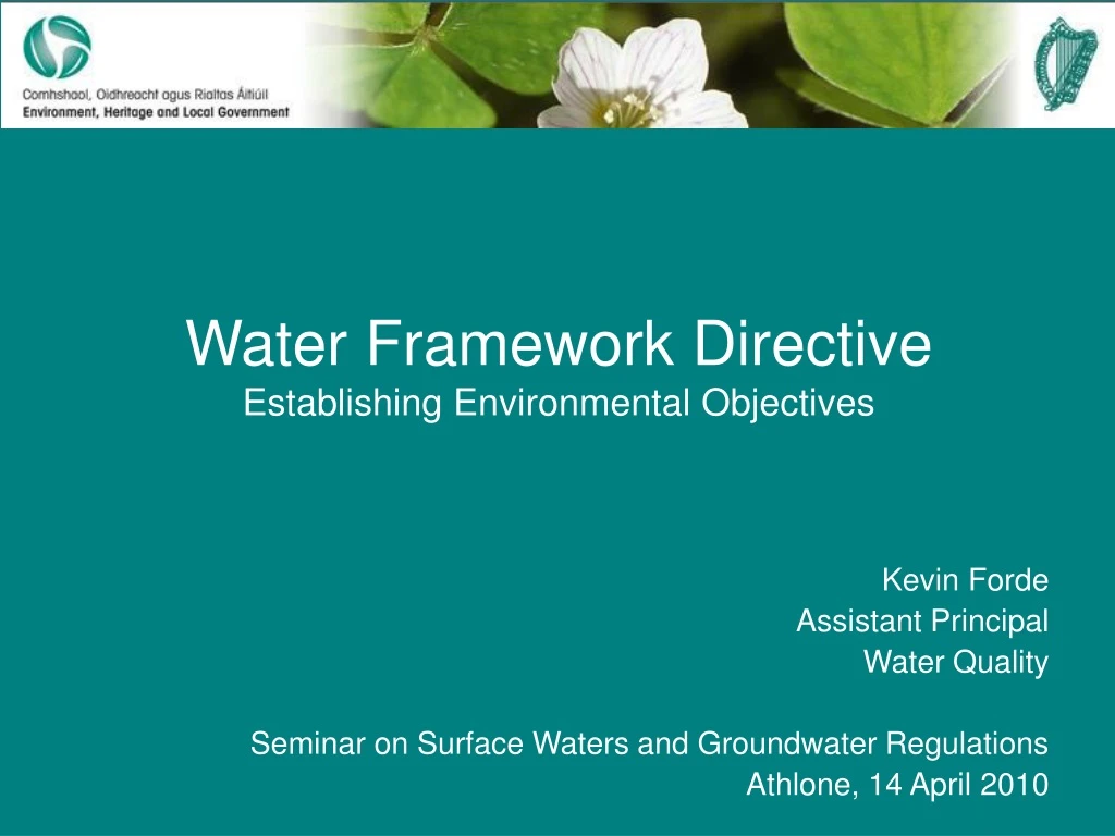 PPT - Water Framework Directive Establishing Environmental Objectives ...