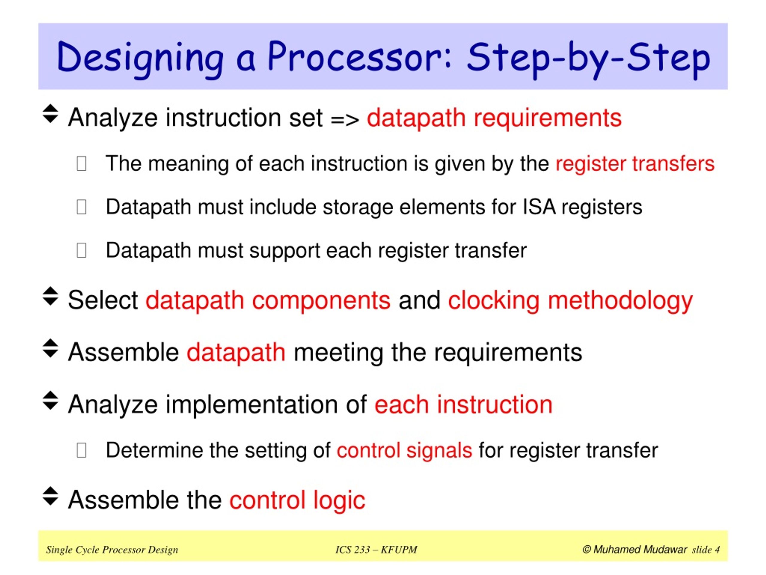 PPT - Designing a Single-Cycle Processor: Step-by-Step PowerPoint ...