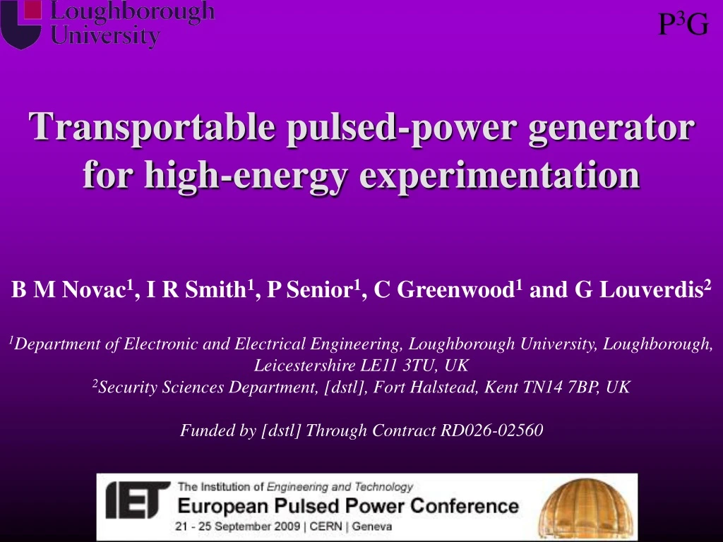 PPT - Transportable pulsed-power generator for high-energy ...