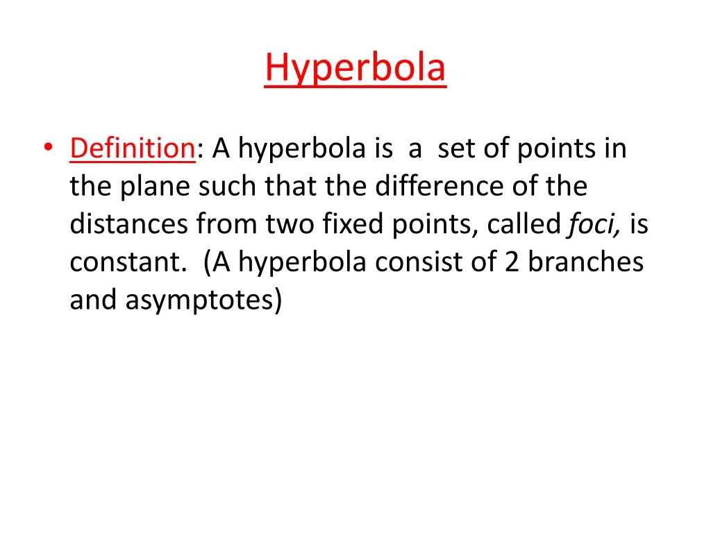 PPT - Hyperbola PowerPoint Presentation, free download - ID:9250401