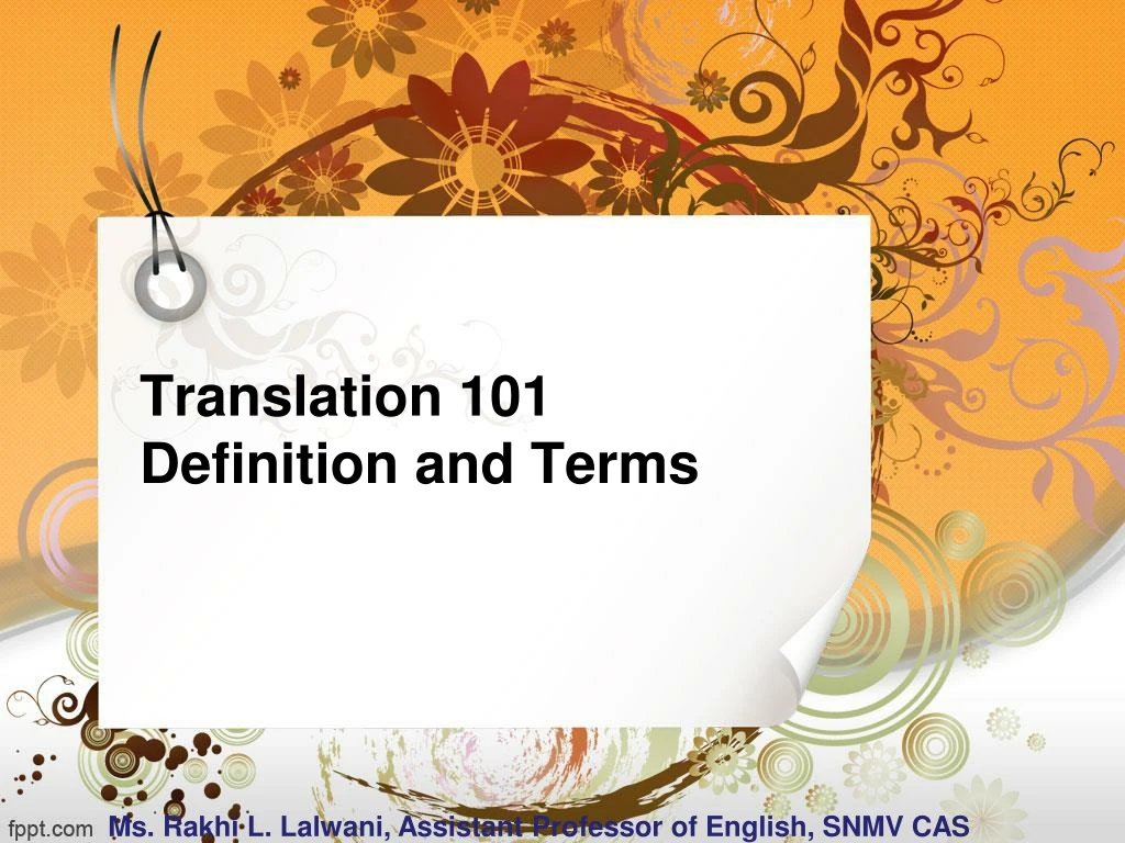 PPT - Translation 101 Definition and Terms PowerPoint Presentation ...
