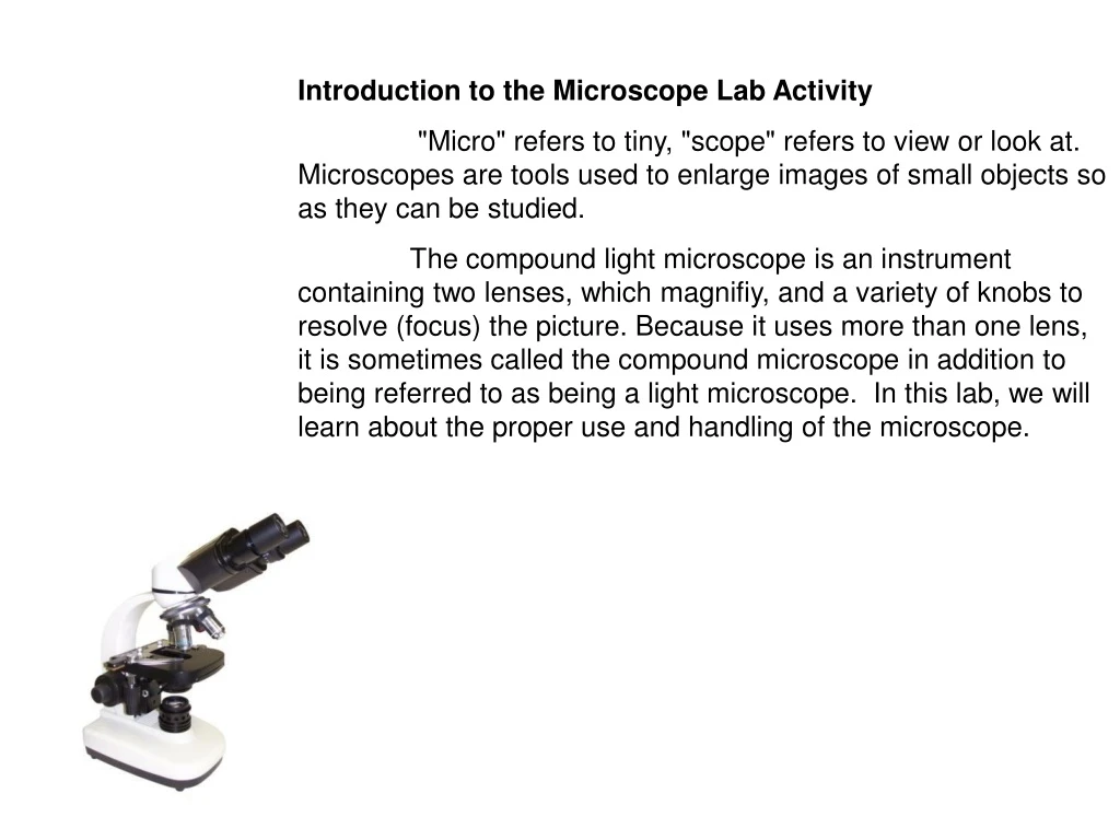 PPT - Introduction to the Microscope Lab Activity PowerPoint ...