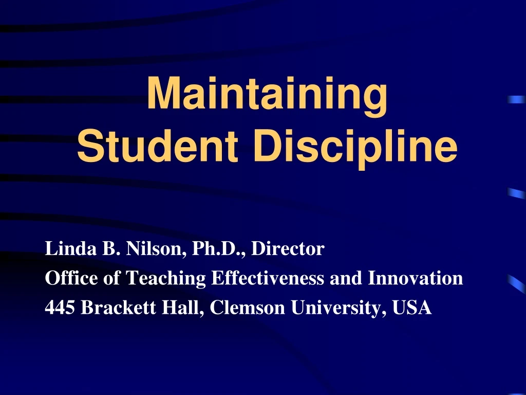 PPT - Maintaining Student Discipline PowerPoint Presentation, free ...