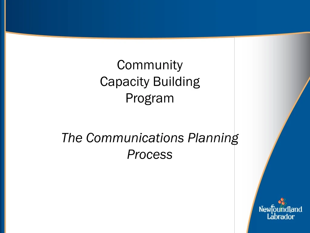 PPT - Community Capacity Building Program The Communications Planning ...