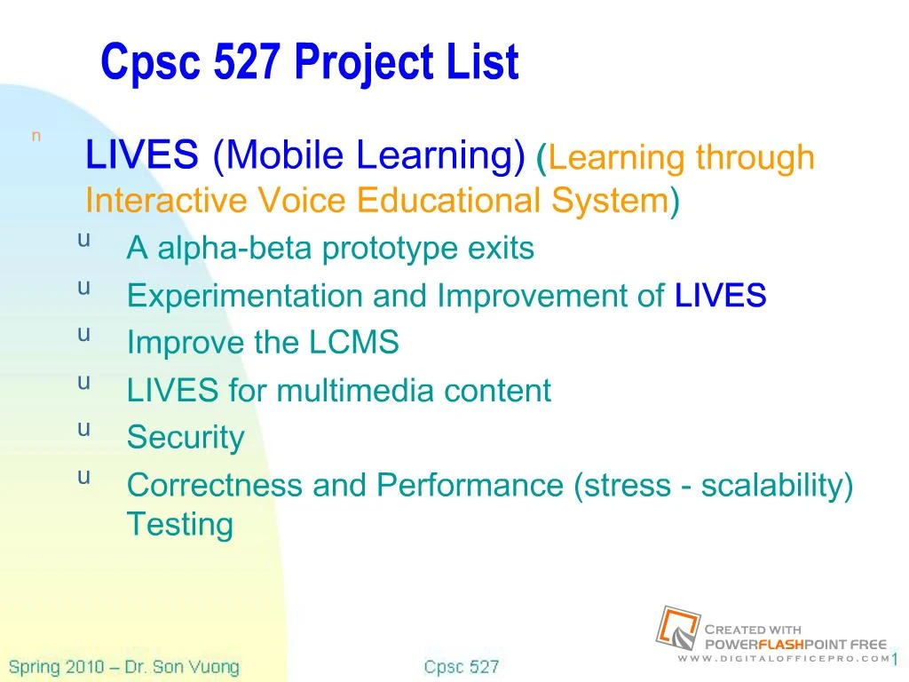 PPT - Cpsc 527 Project List PowerPoint Presentation, free download - ID:92680