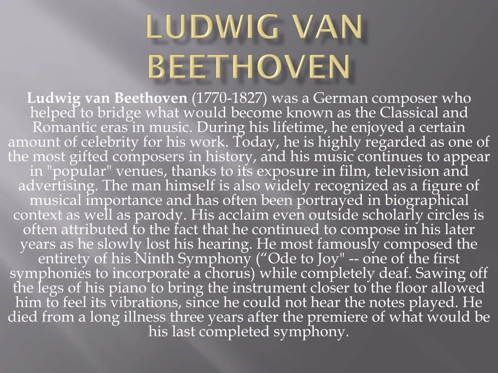 PPT - Ludwig van Beethoven PowerPoint Presentation, free download - ID ...