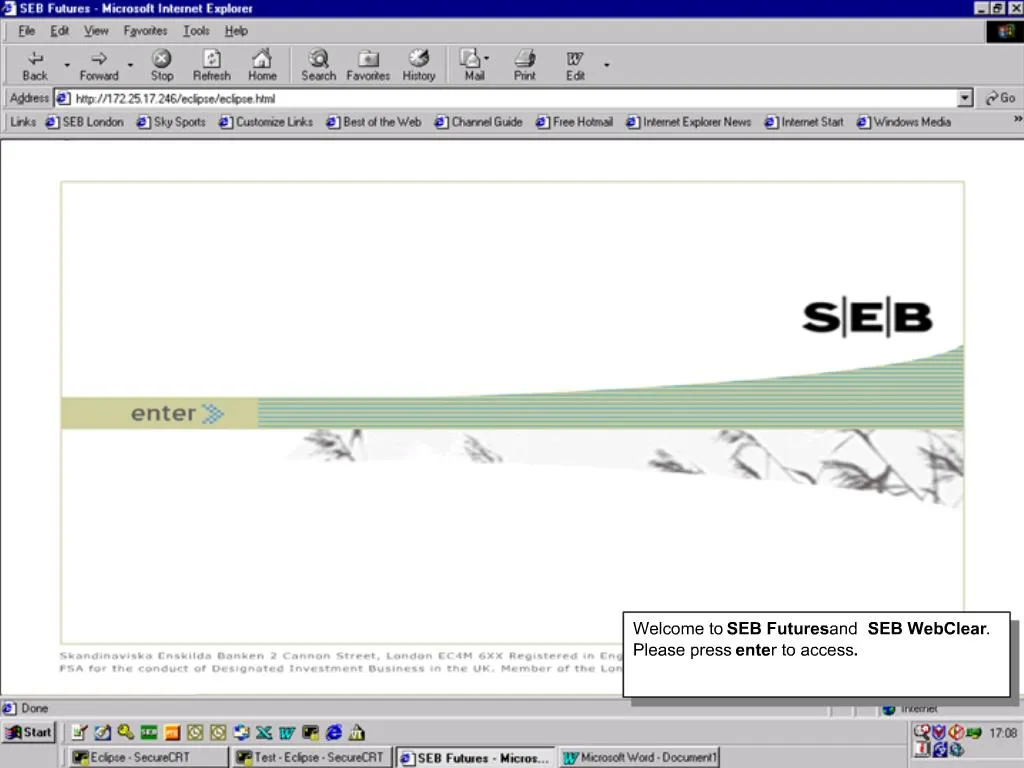 PPT - Welcome to SEB Futures and SEB WebClear. Please press enter to ...