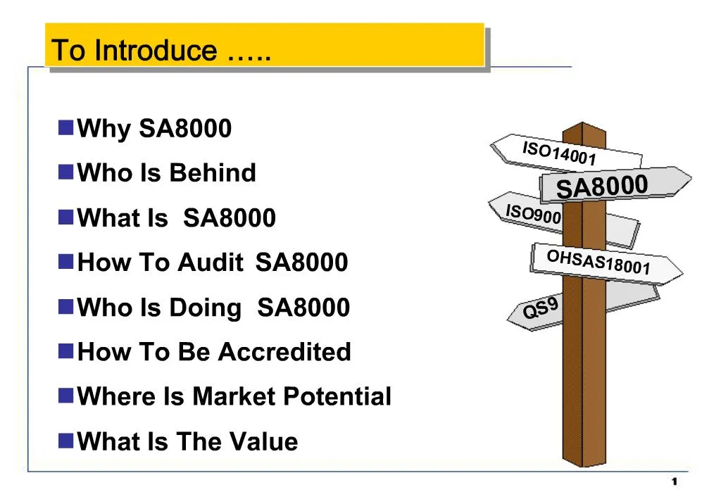 PPT - Why SA8000 Who Is Behind What Is SA8000 How To Audit SA8000 Who ...