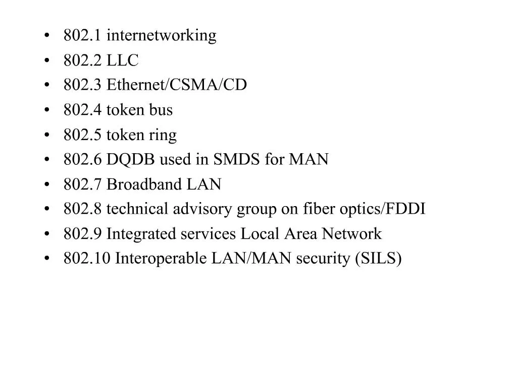 PPT - 802.1 internetworking 802.2 LLC 802.3 Ethernet PowerPoint ...