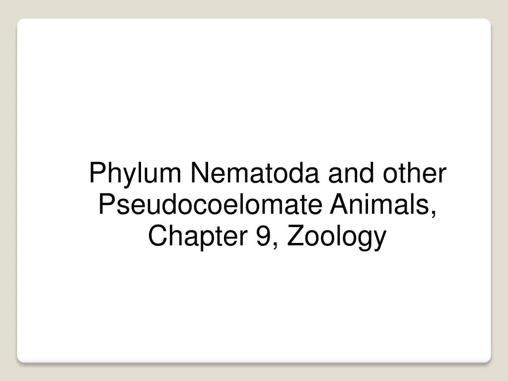 PPT - Phylum Nematoda and other Pseudocoelomate Animals, Chapter 9 ...
