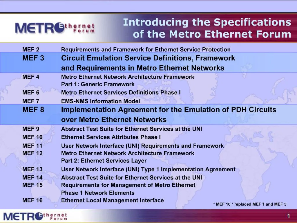 PPT - Introducing the Specifications of the Metro Ethernet Forum ...
