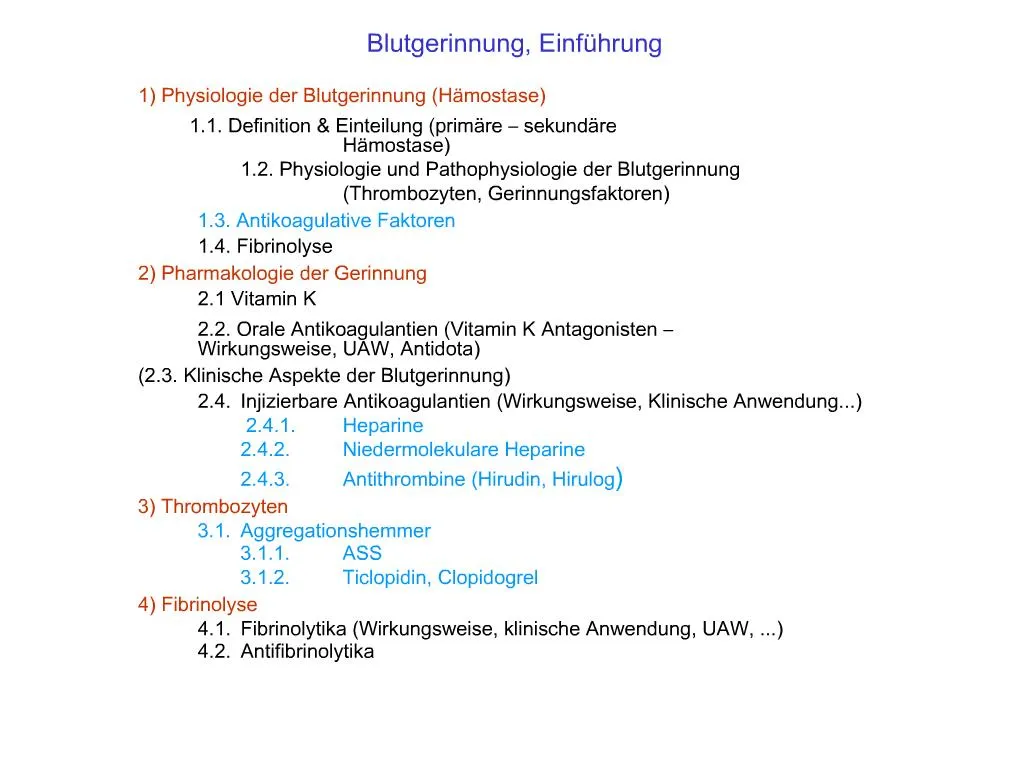 PPT - Blutgerinnung, Einf hrung PowerPoint Presentation, free download - ID:967672