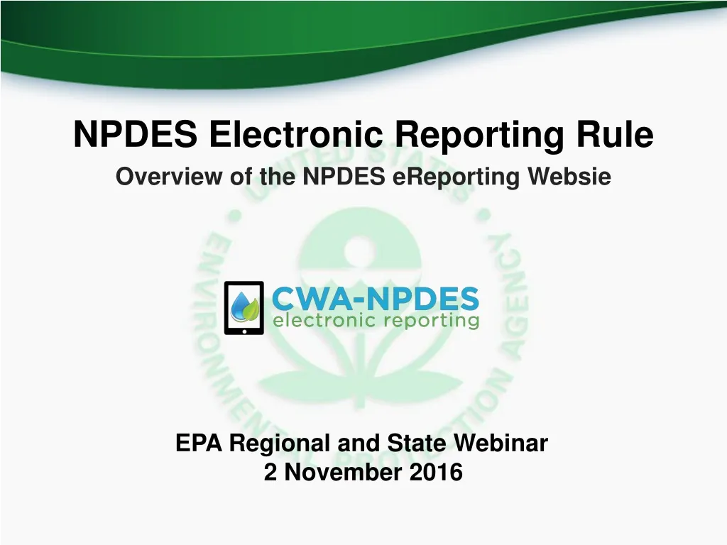 PPT - NPDES Electronic Reporting Rule PowerPoint Presentation, free ...