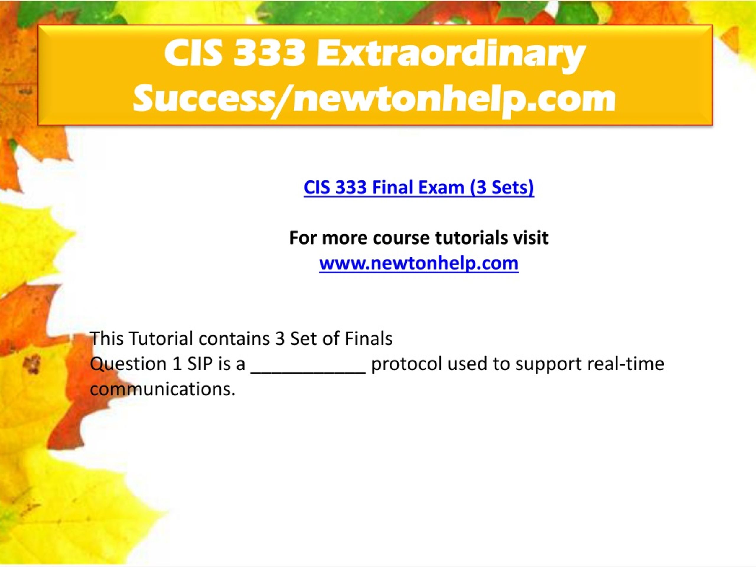 PPT - CIS 333 Extraordinary Success/newtonhelp.com PowerPoint ...