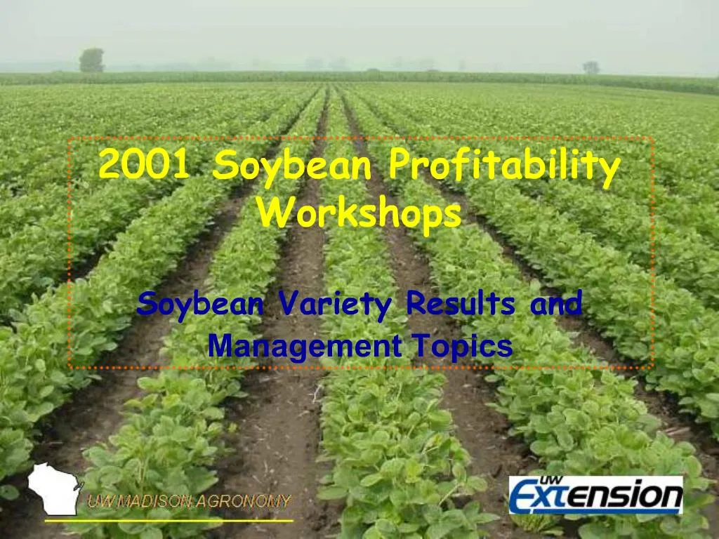 PPT - 2001 Soybean Profitability Workshops Soybean Variety Results and ...