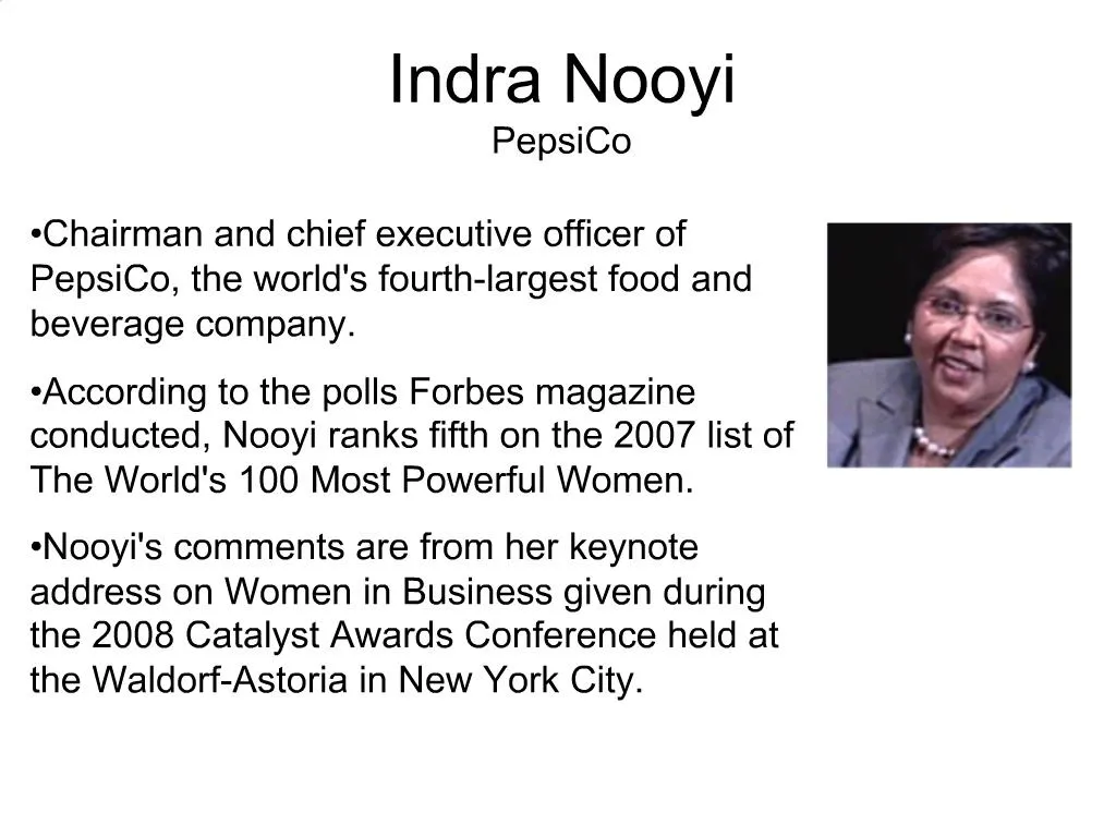 PPT - Indra Nooyi PepsiCo PowerPoint Presentation, free download - ID ...