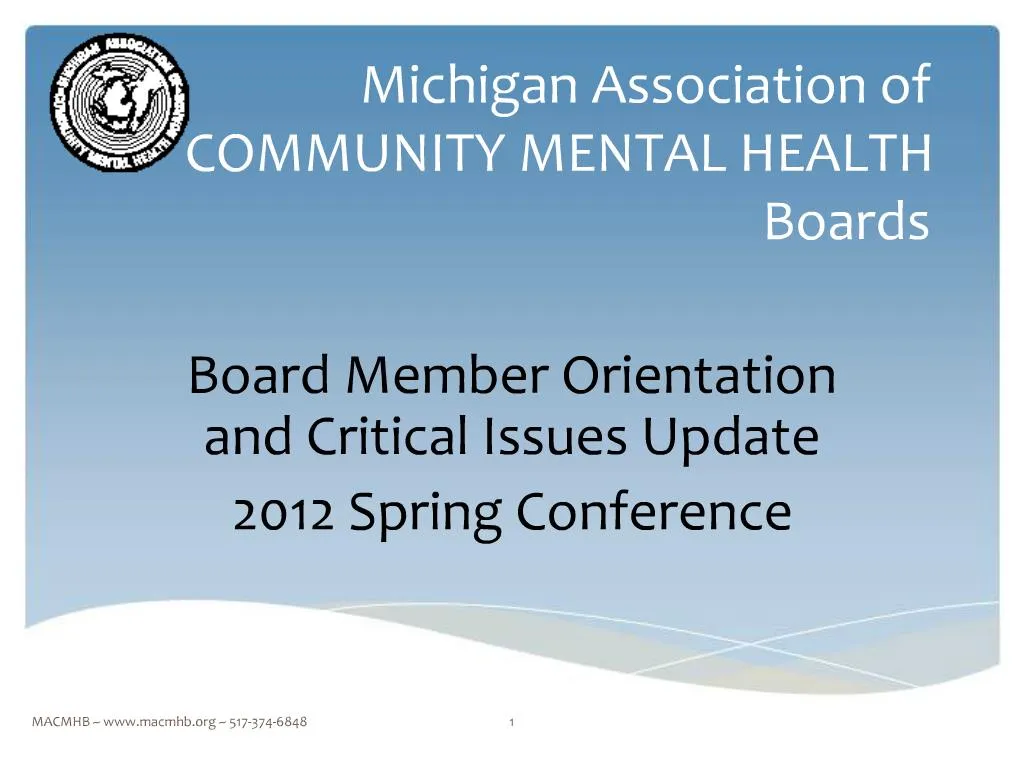 PPT - Michigan Association of COMMUNITY MENTAL HEALTH Boards PowerPoint ...
