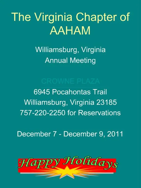 PPT - The Virginia Chapter of AAHAM PowerPoint Presentation, free download - ID:989596
