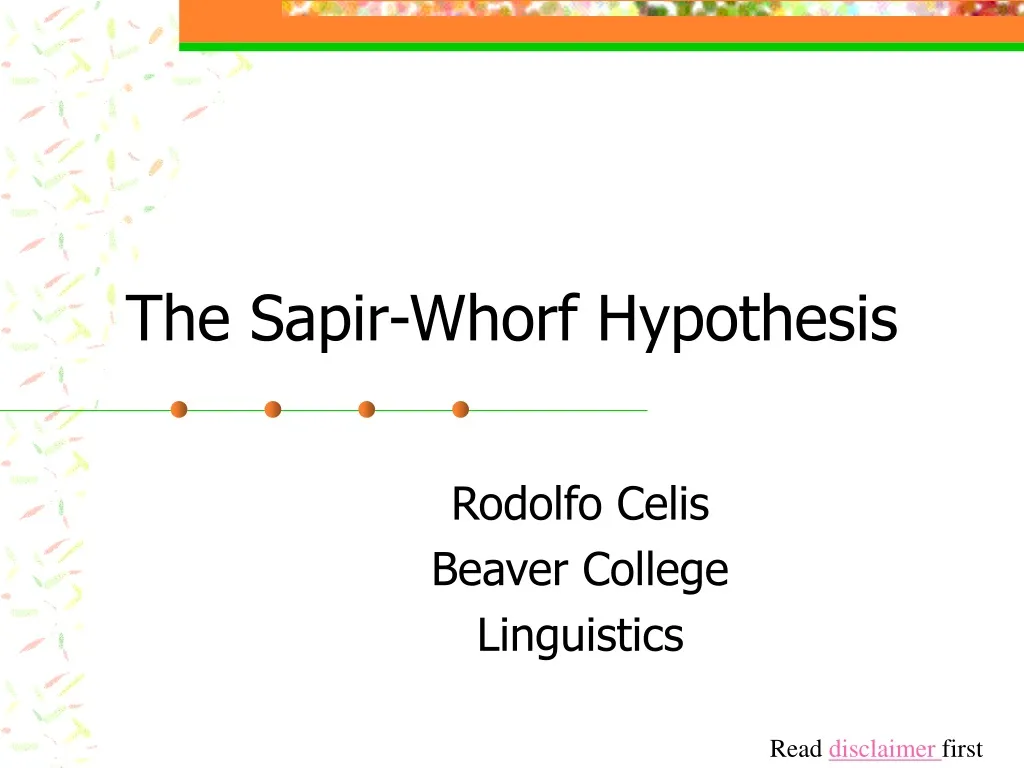 PPT - The Sapir-Whorf Hypothesis PowerPoint Presentation, free download ...